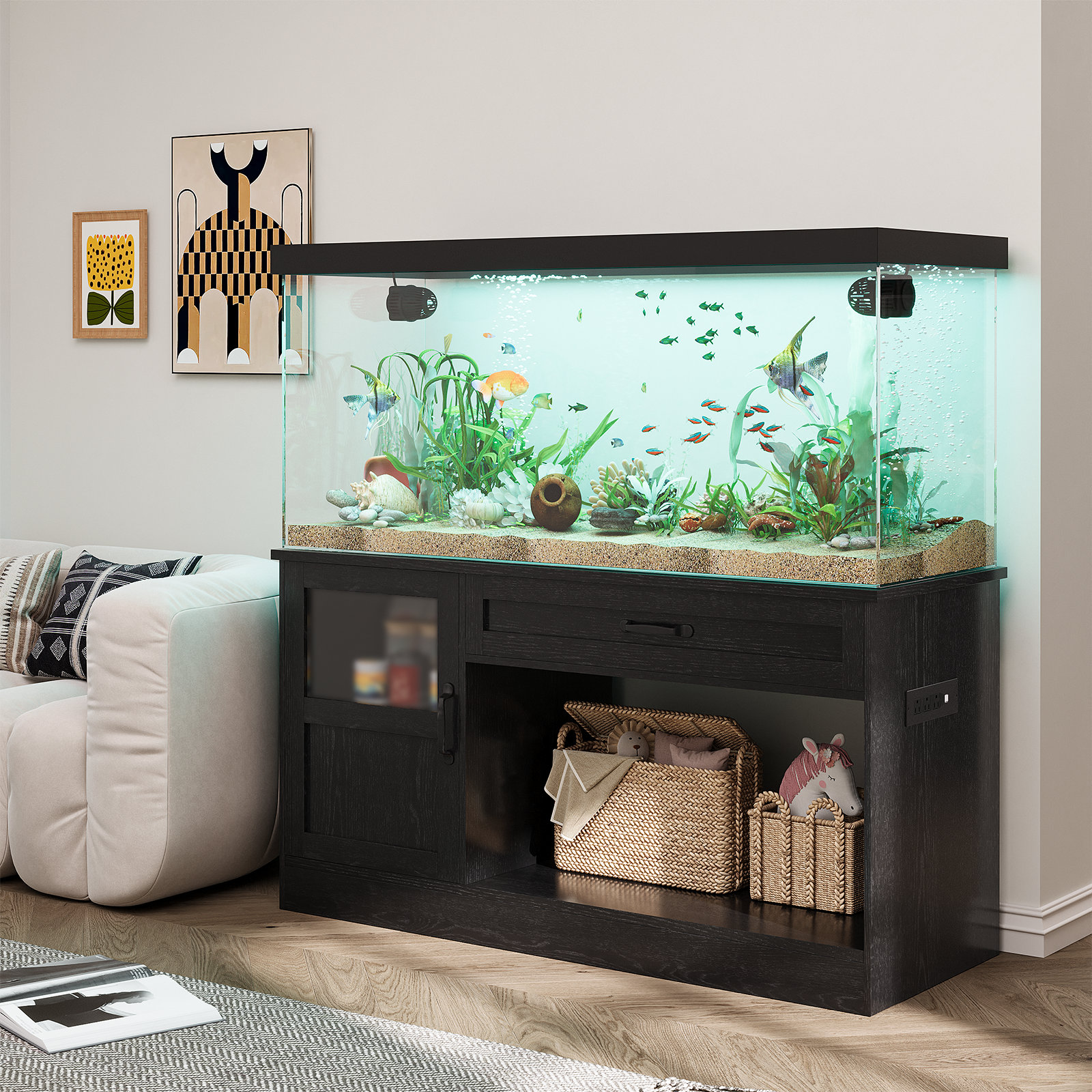 PPorfamilia Aquarium Stand With Charging Station Reviews Wayfair